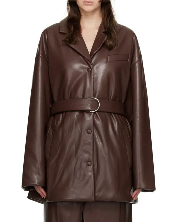 Nanushka Belted Faux-leather Blazer