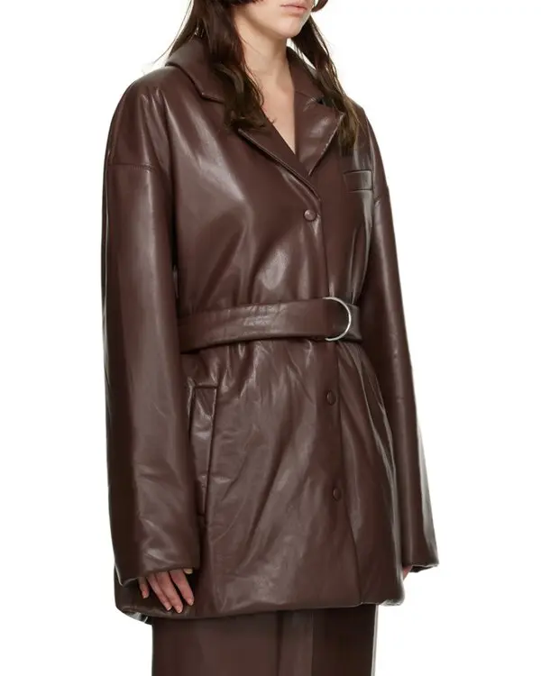Nanushka Belted Faux-leather Blazer