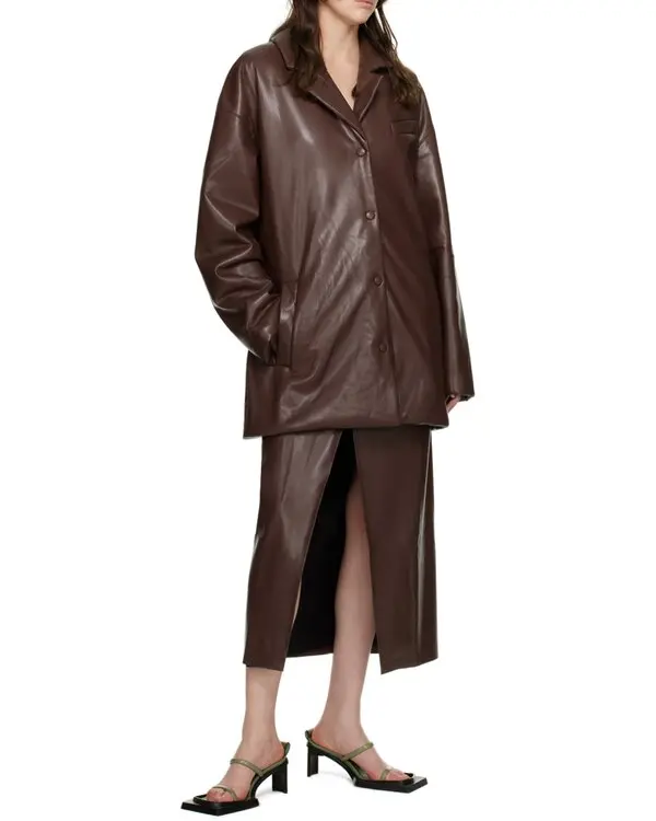 Nanushka Belted Faux-leather Blazer