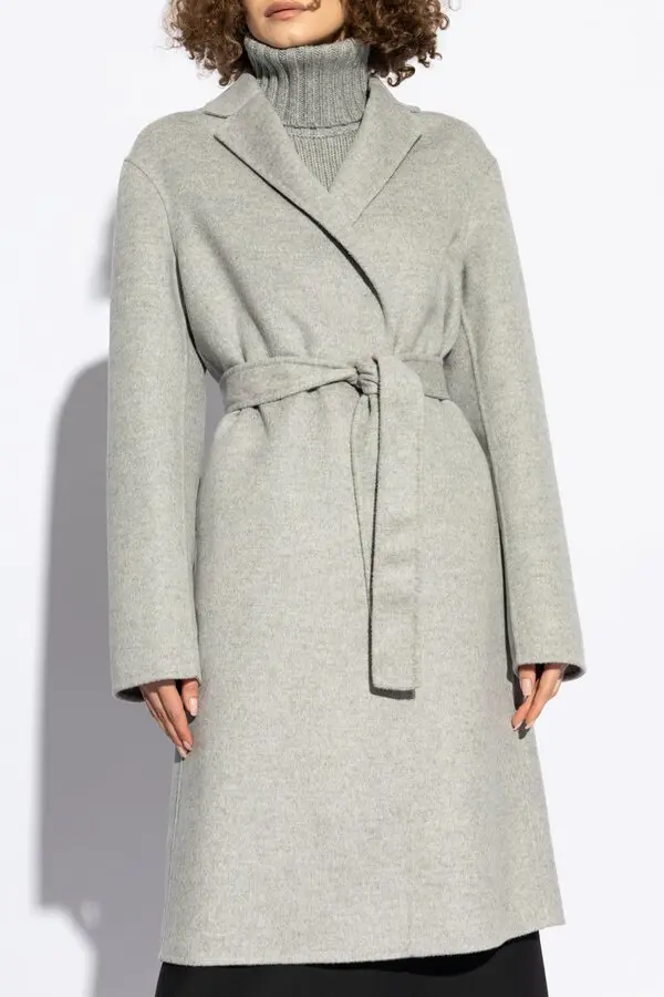 Fabiana Filippi Mid Length Coat With Lapel And Waist Strap