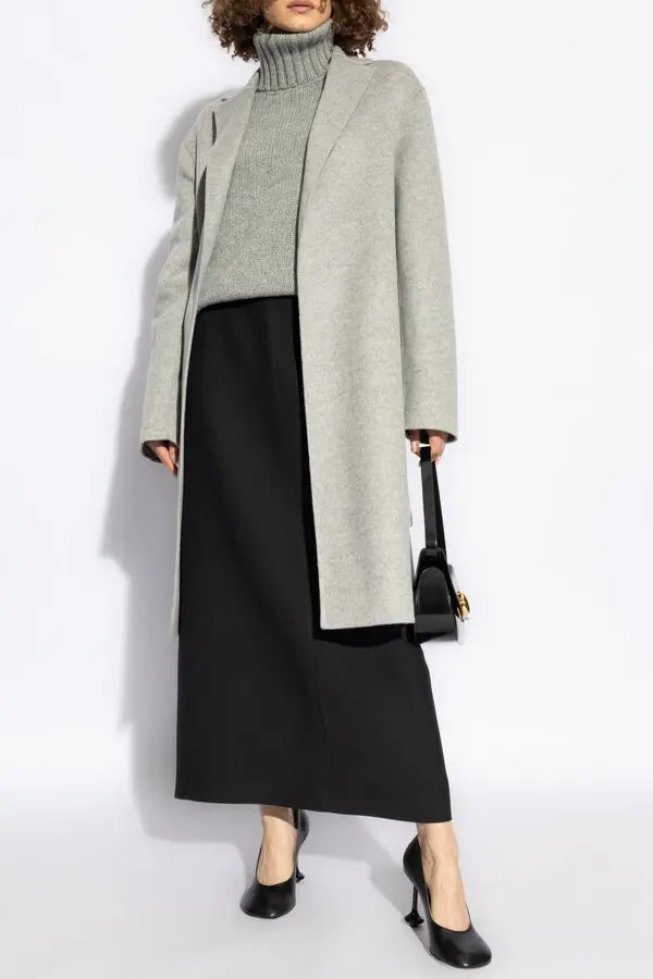 Fabiana Filippi Mid Length Coat With Lapel And Waist Strap
