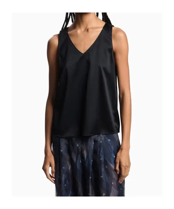Emporio Armani V-neck Sleeveless Satin Tank Top