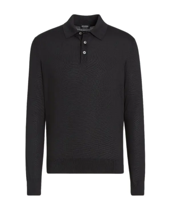 Zegna Long-sleeved Polo Shirt - Black