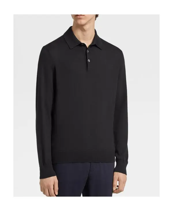 Zegna Long-sleeved Polo Shirt - Black