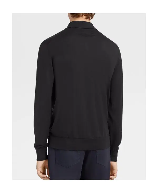 Zegna Long-sleeved Polo Shirt - Black