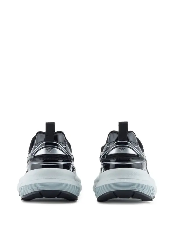 Emporio Armani Patent-leather Striped Sneakers