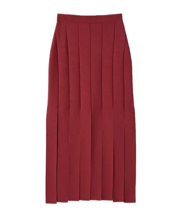 JOSEPH Lagny Midi Skirt With Slit Detail - Cherry Color