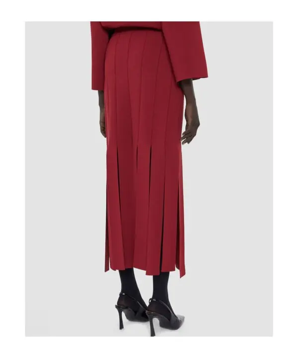 JOSEPH Lagny Midi Skirt With Slit Detail - Cherry Color