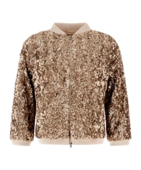 Herno Sequined Zip-up Bomber Jacket