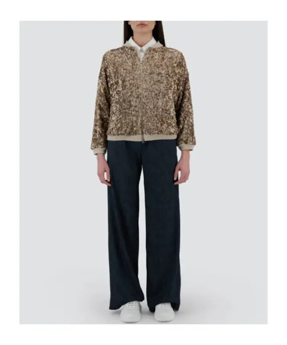Herno Sequined Zip-up Bomber Jacket
