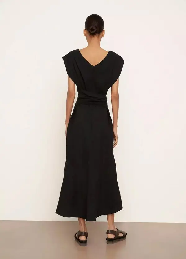 Vince V-neck Sleeveless Midi Dress