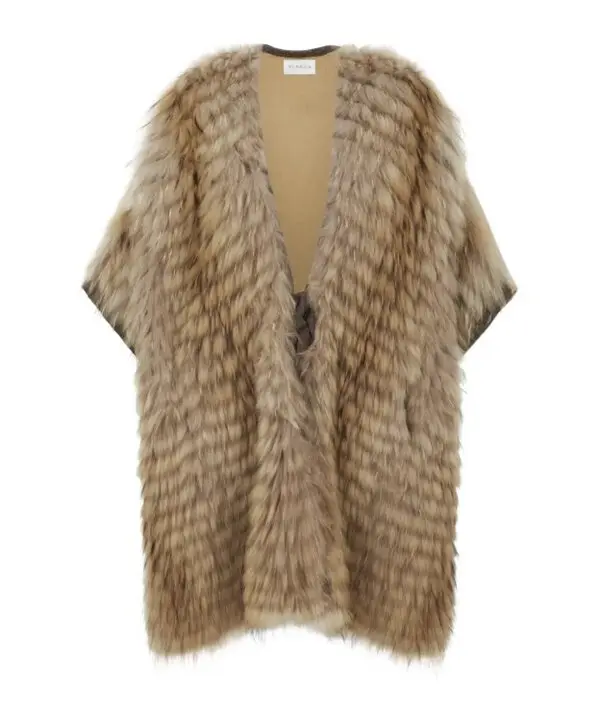 P.a.r.o.s.h Fur-trimmed Patchwork Cape Jacket