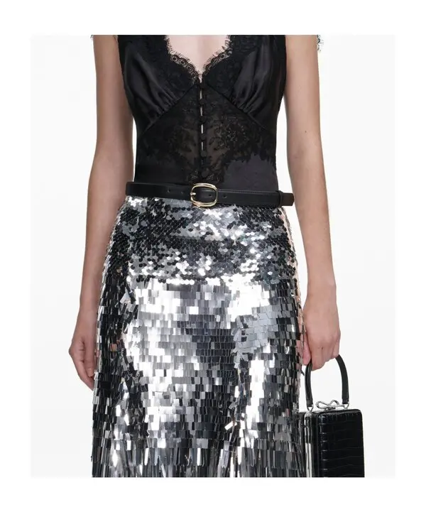 SELF-PORTRAIT Sequin Embellished Midi Skirt