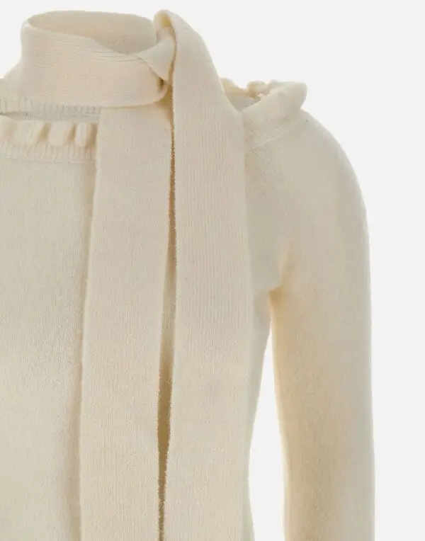 ROTATE BY BIRGER CHRISTENSEN Ruffled-detail Tie Neck Off-shoulder Top