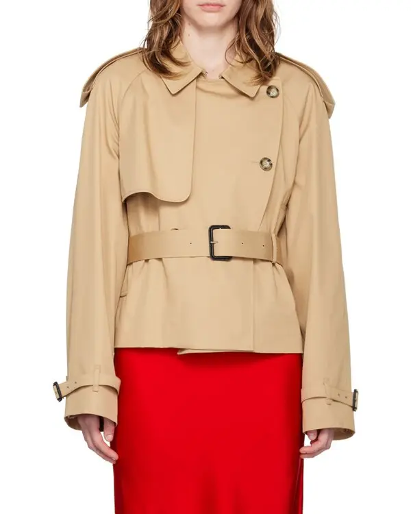 Stella McCartney Cropped Double-breasted Belted Windbreaker