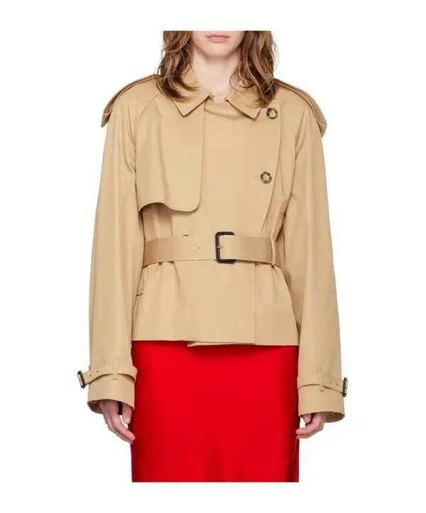 Stella McCartney Cropped Double-breasted Belted Windbreaker