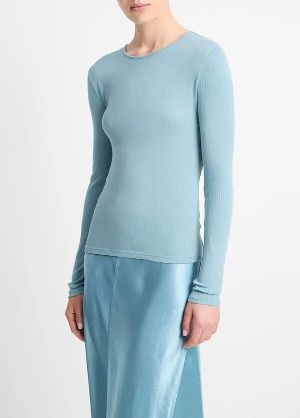 Vince Ribbed-knit Cotton T-shirt