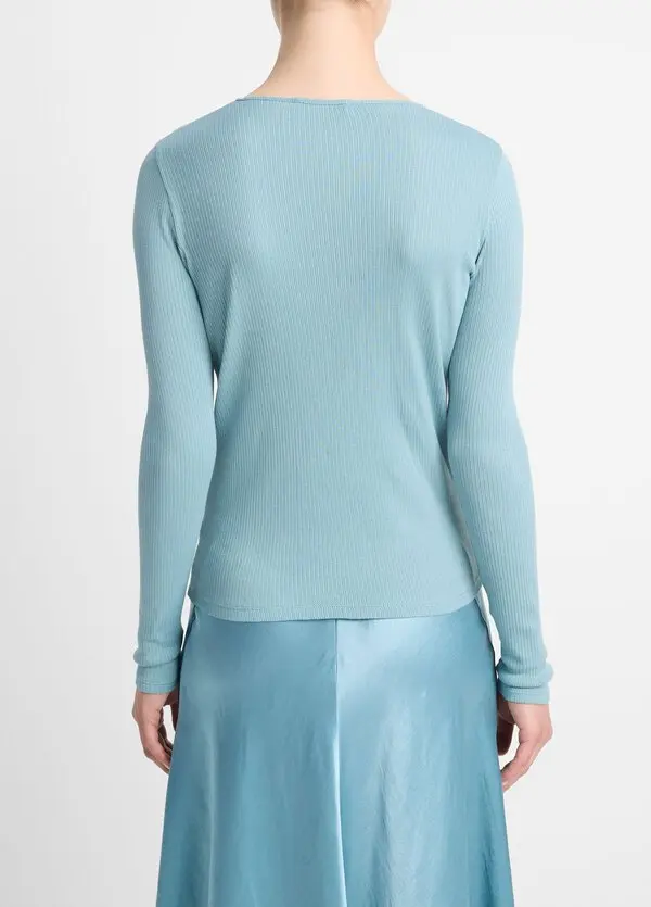 Vince Ribbed-knit Cotton T-shirt