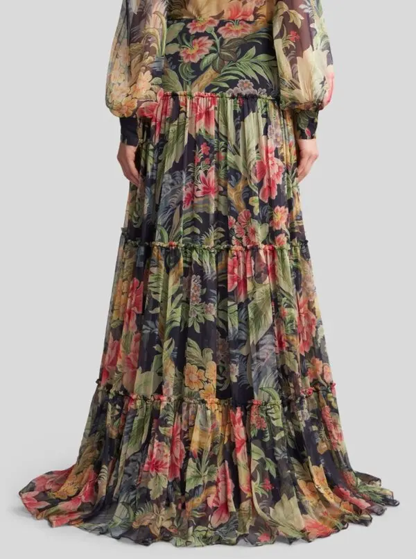 Etro Printed Silk Skirt