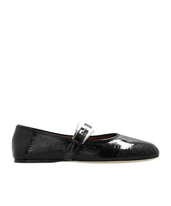 Paris Texas Sveva Patent Buckle Ballet Flat - Black