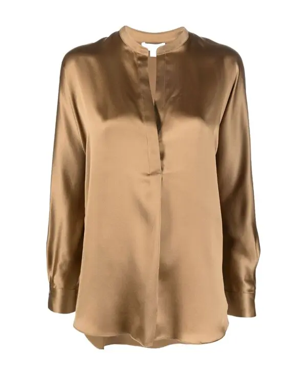 Vince Split-neck Silk Blouse