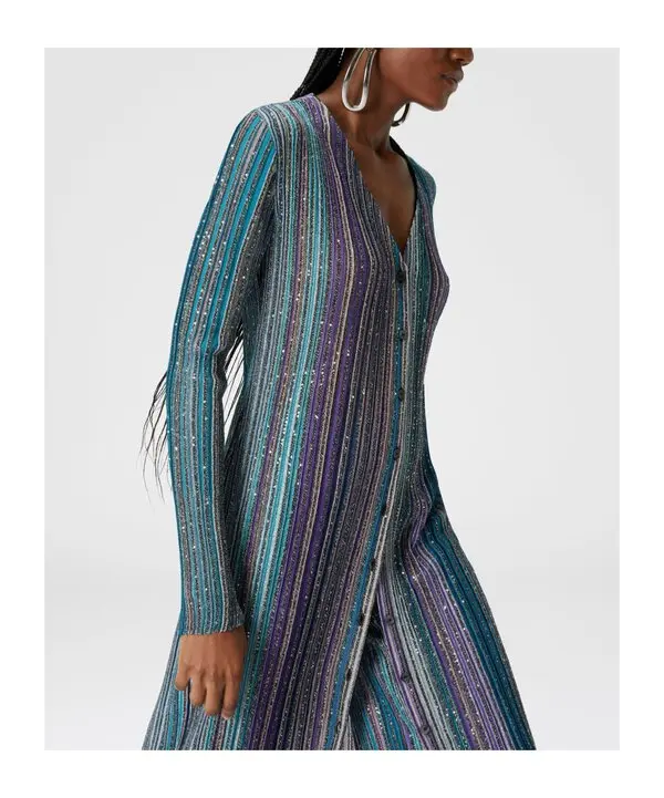 Missoni Sequinned Pleated Knit Long Cardigan