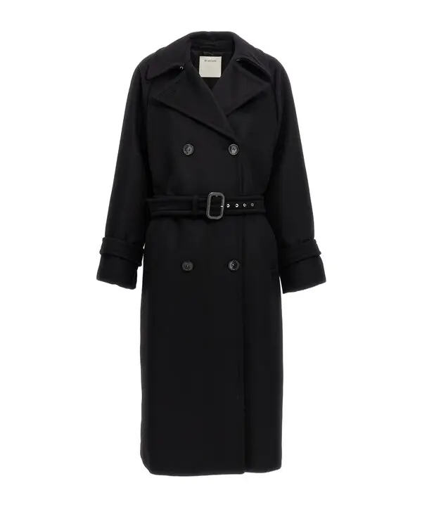 Sportmax Leandro Double-breasted Long-sleeved Coat - Black