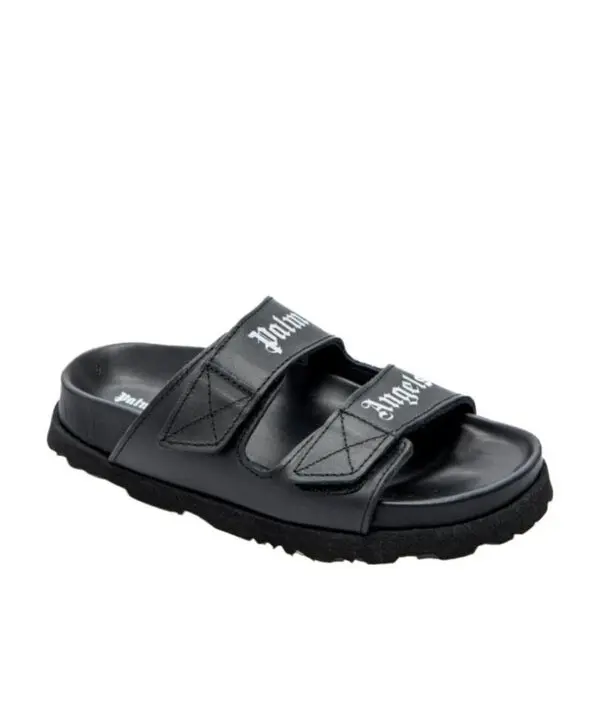 Palm Angels Logo-print Leather Slides