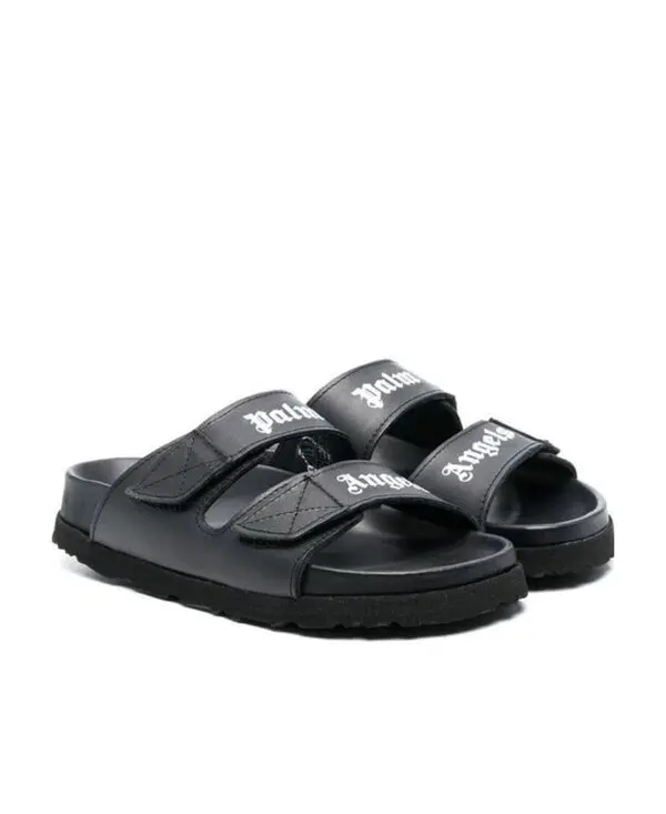 Palm Angels Logo-print Leather Slides