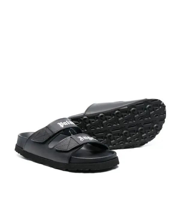 Palm Angels Logo-print Leather Slides