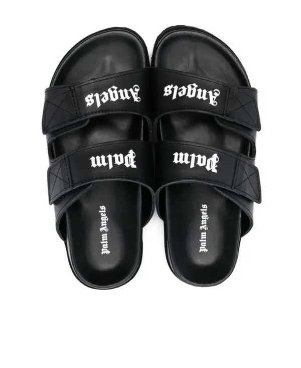 Palm Angels Logo-print Leather Slides