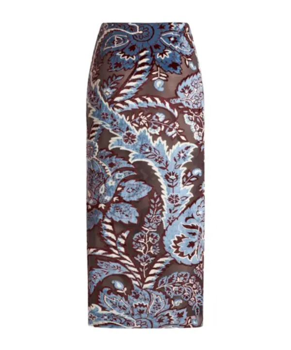Etro Pattern-jacquard Velvet Midi Skirt