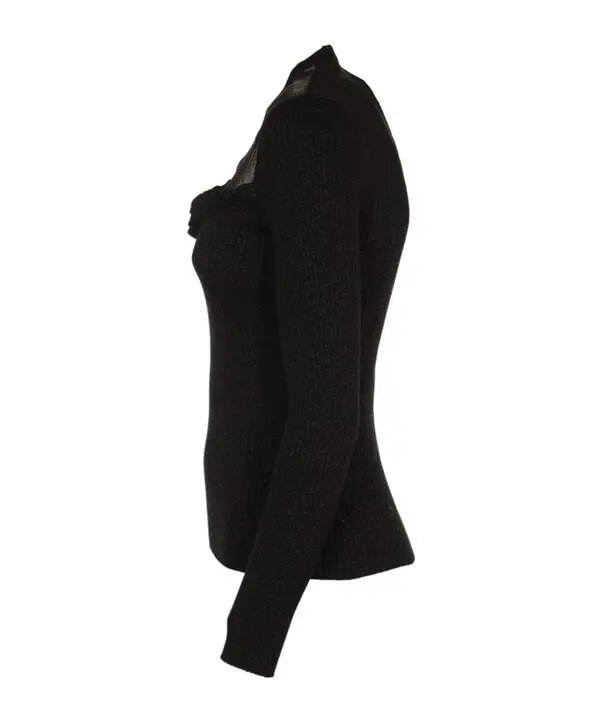Red Valentino Mesh Tulle Sweater With Dot Mesh Detail