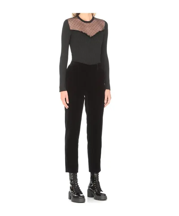 Red Valentino Mesh Tulle Sweater With Dot Mesh Detail