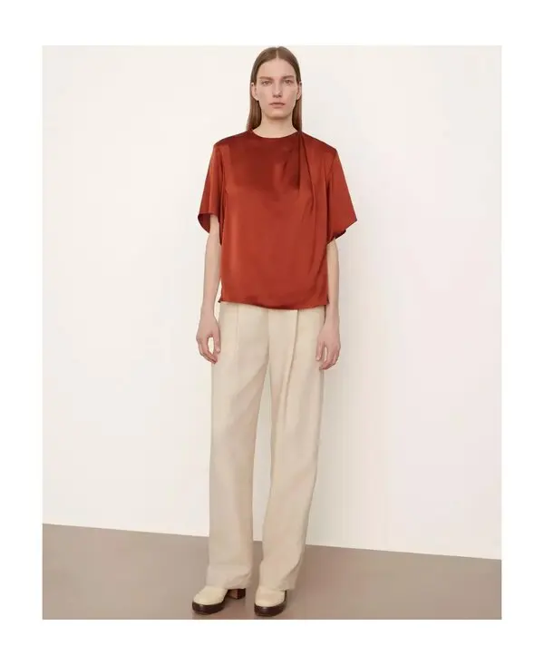 Vince Asymmetrical Draped Silk Top