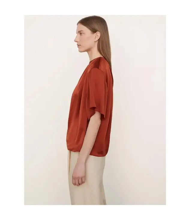Vince Asymmetrical Draped Silk Top