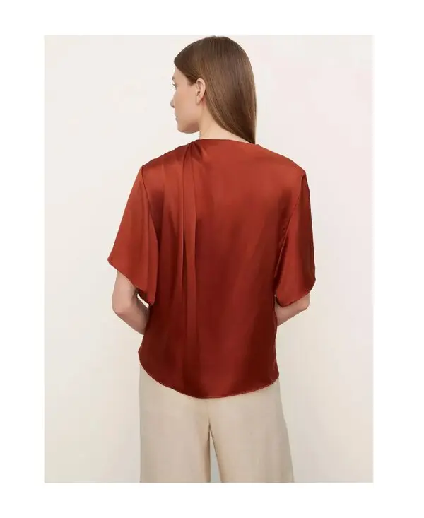 Vince Asymmetrical Draped Silk Top