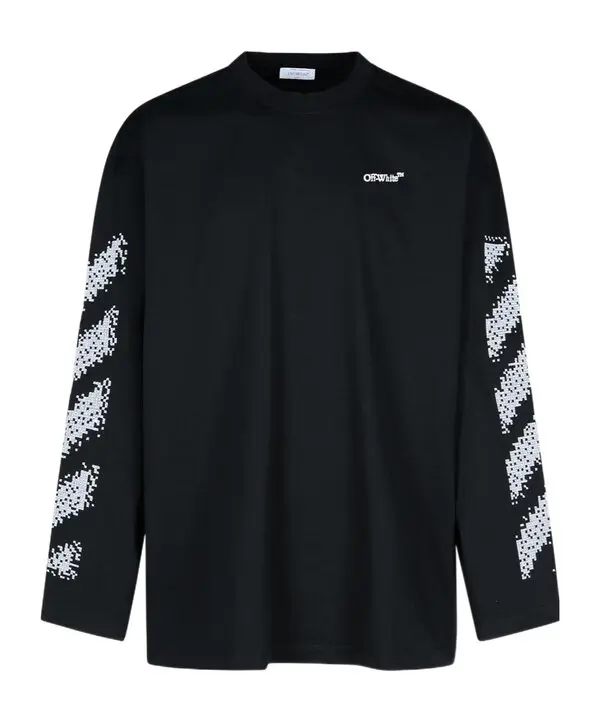 Off-White Pixel Diagonal Logo Embroidered T-shirt