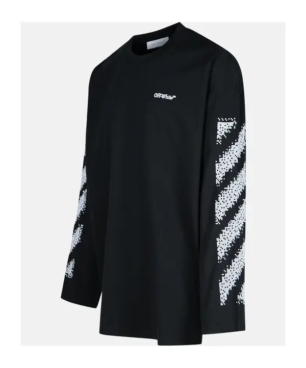 Off-White Pixel Diagonal Logo Embroidered T-shirt
