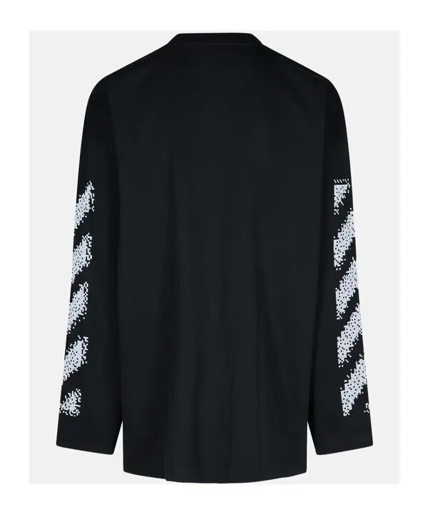 Off-White Pixel Diagonal Logo Embroidered T-shirt