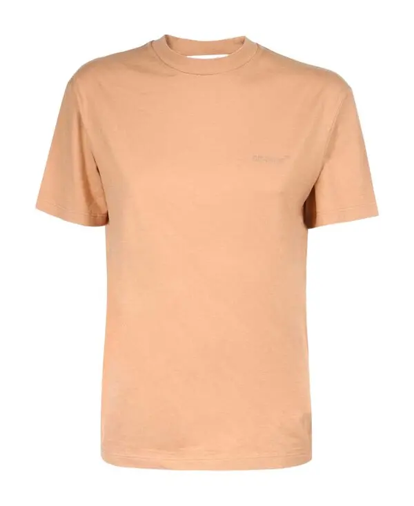 Off-White Round Neck Short Sleeve T-shirt With Logo And Pattern