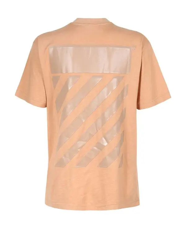 Off-White Round Neck Short Sleeve T-shirt With Logo And Pattern