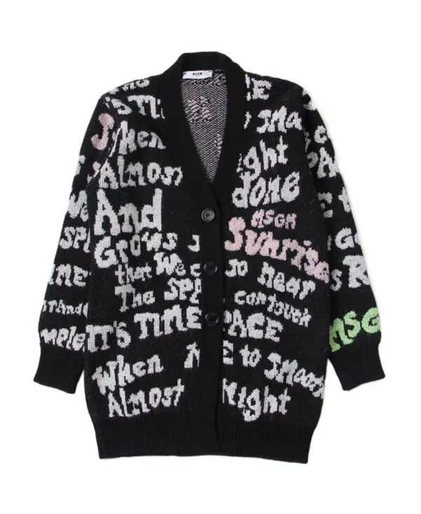 MSGM Logo Intarsia-knit Cardigan