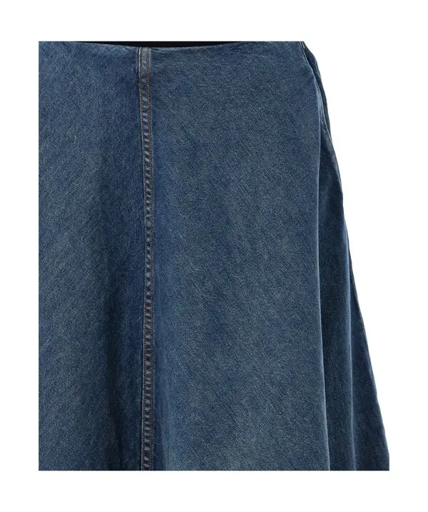 Khaite Flared Denim Midi Skirt