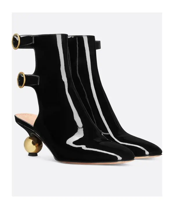 Dior D-idole Heeled Ankle Boots With Spherical Heel And Gold Buckles