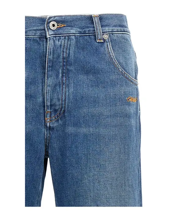 Off-White Logo Patch Wide Leg Jeans