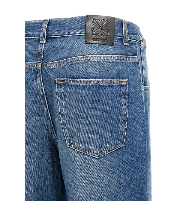 Off-White Logo Patch Wide Leg Jeans