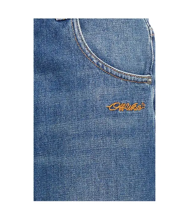 Off-White Logo Patch Wide Leg Jeans