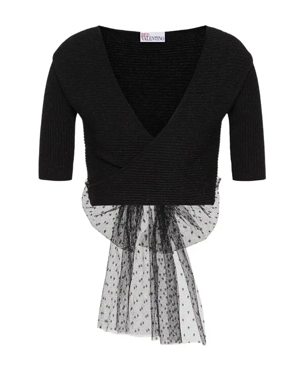 Red Valentino Fine Dot Mesh Tulle Sweater