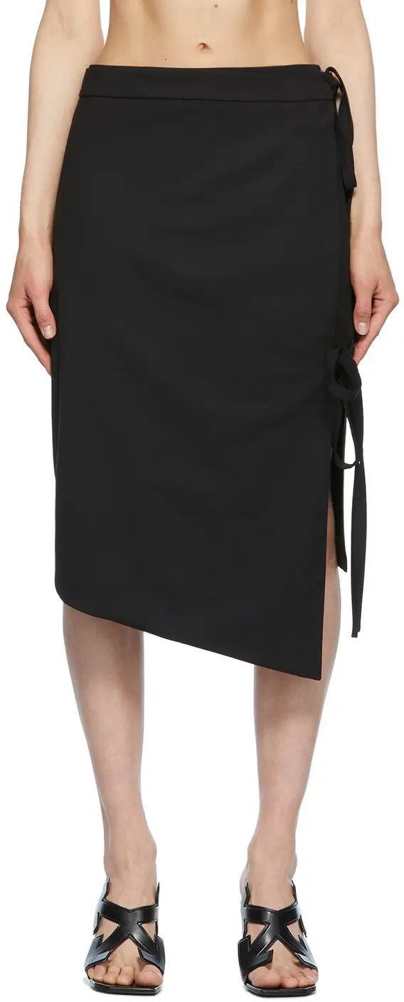 Off-White Tie-fastening Asymmetric Skirt
